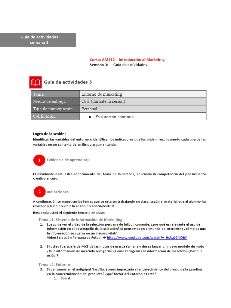 SESIÓN 3 - Guía de Actividades - ENTORNO - AM112 | PDF