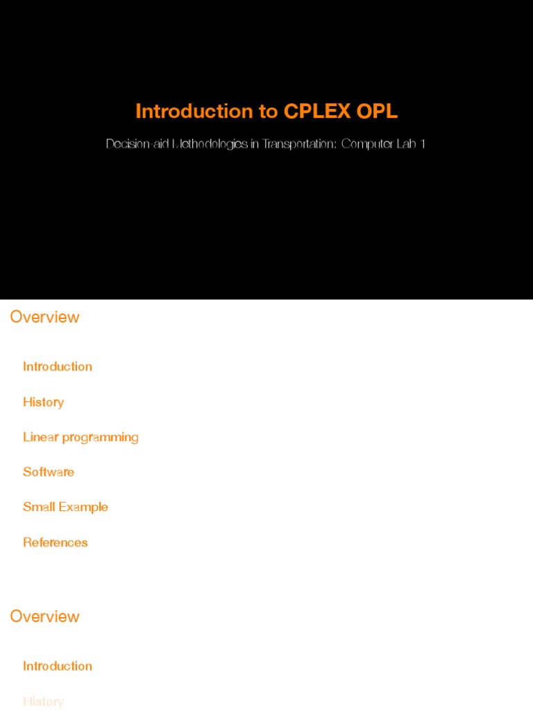 Introduction To CPLEX OPL: Decision-Aid Methodologies in Transportation: Computer Lab 1 | PDF ...