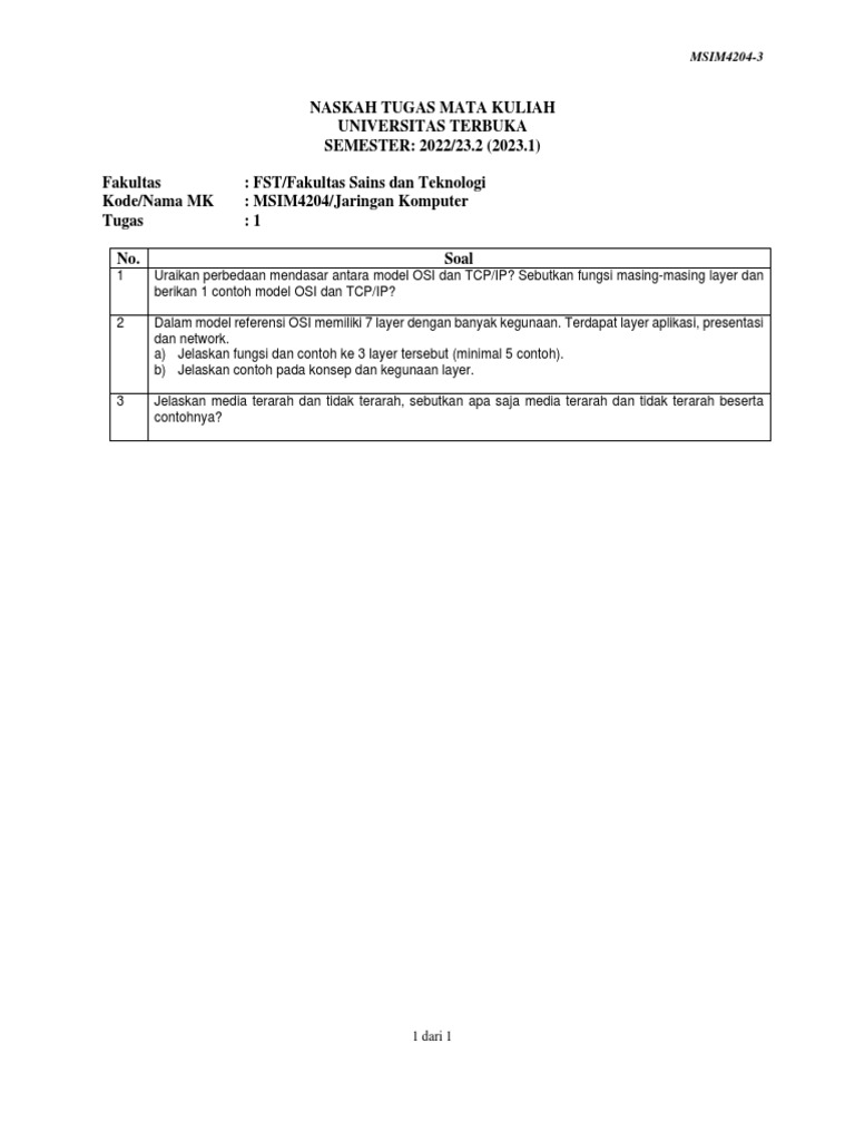 Soal Msim4204 tmk1 3 | PDF | Seni | Komputer