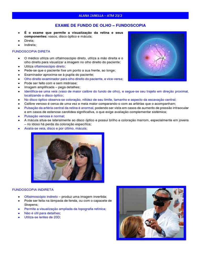Exame de Fundo de Olho | PDF | Olho | Ótica