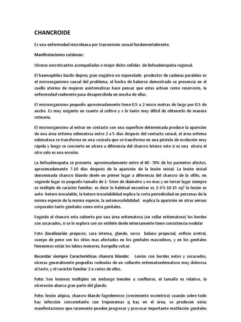 Chancroide | PDF | Infección transmitida sexualmente | Sistema inmune