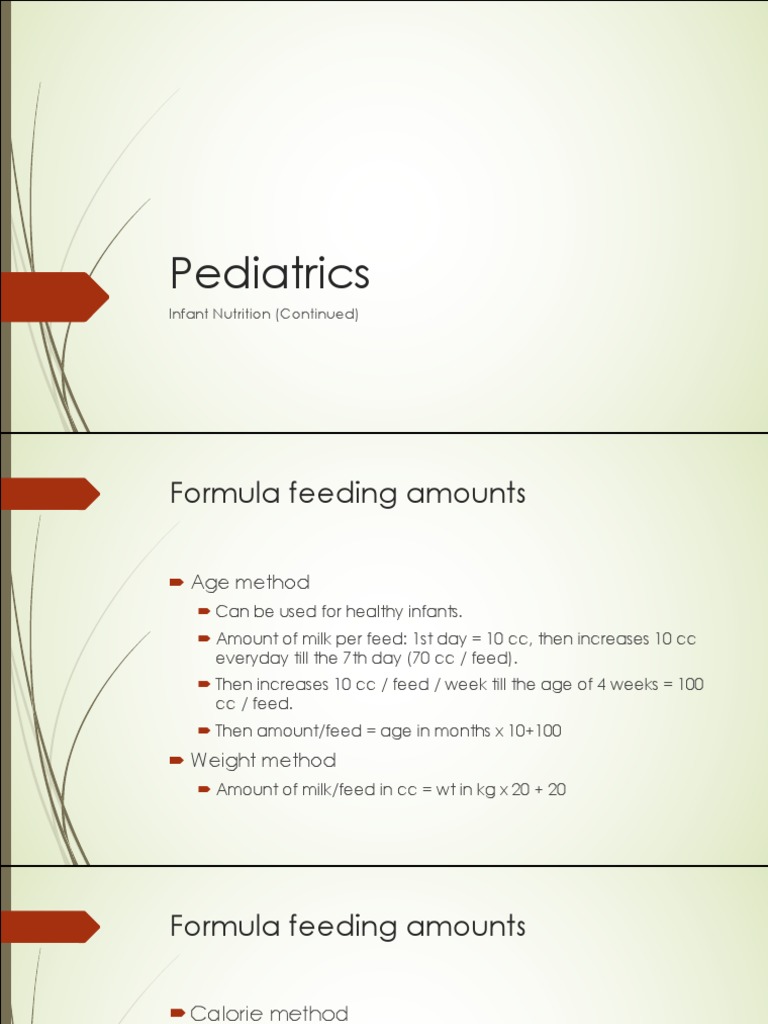 Weaning Infant Formula Calculation Pediatrics | Download Free PDF ...