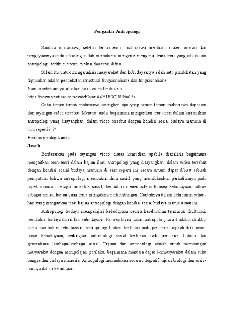 Diskusi Sesi 2 Pengantar Antropologi | PDF
