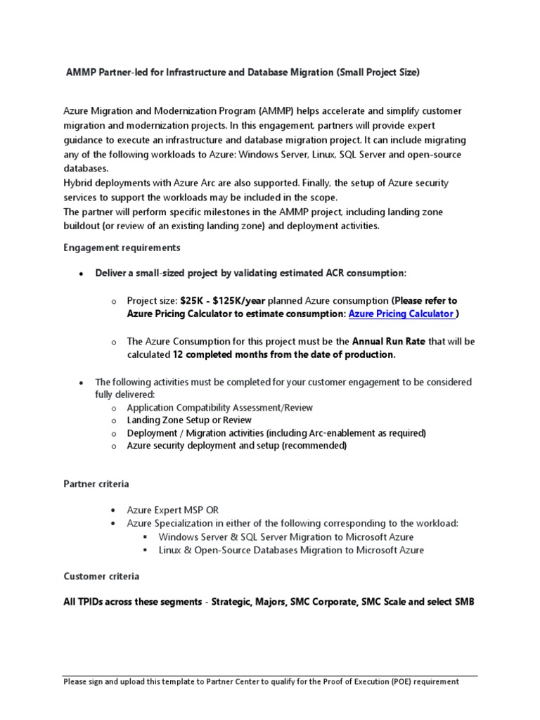 AMMP POE Template for Azure Migration | PDF | Microsoft Azure | Databases