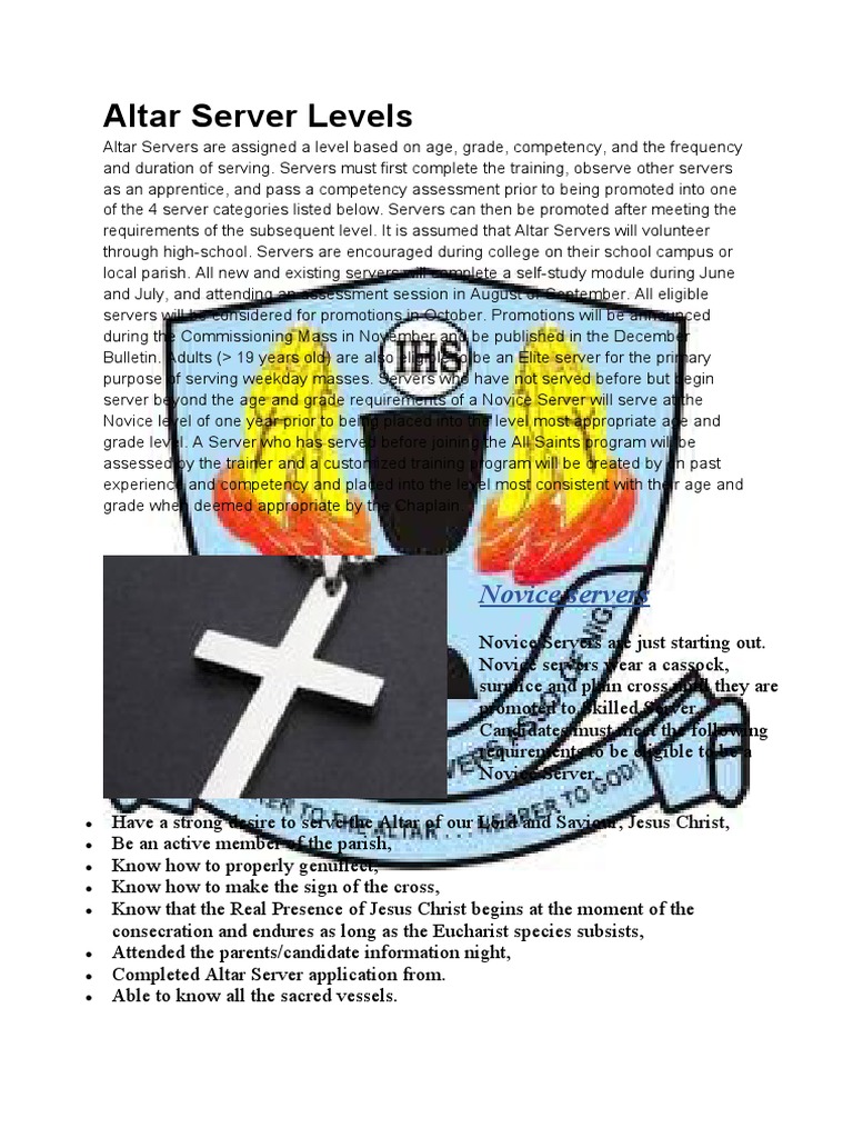 Altar Server Levels and Requirements | PDF | Altar | Catholic Church