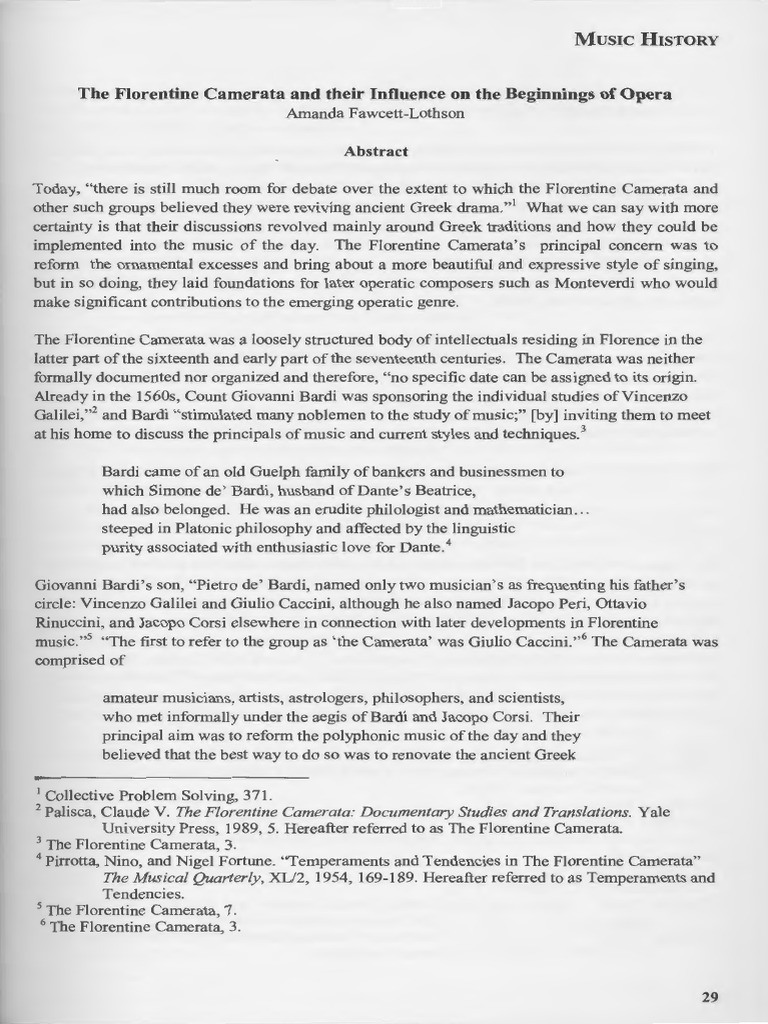 Music: The Florentine Camerata and Their Influence On The Beginnings of ...
