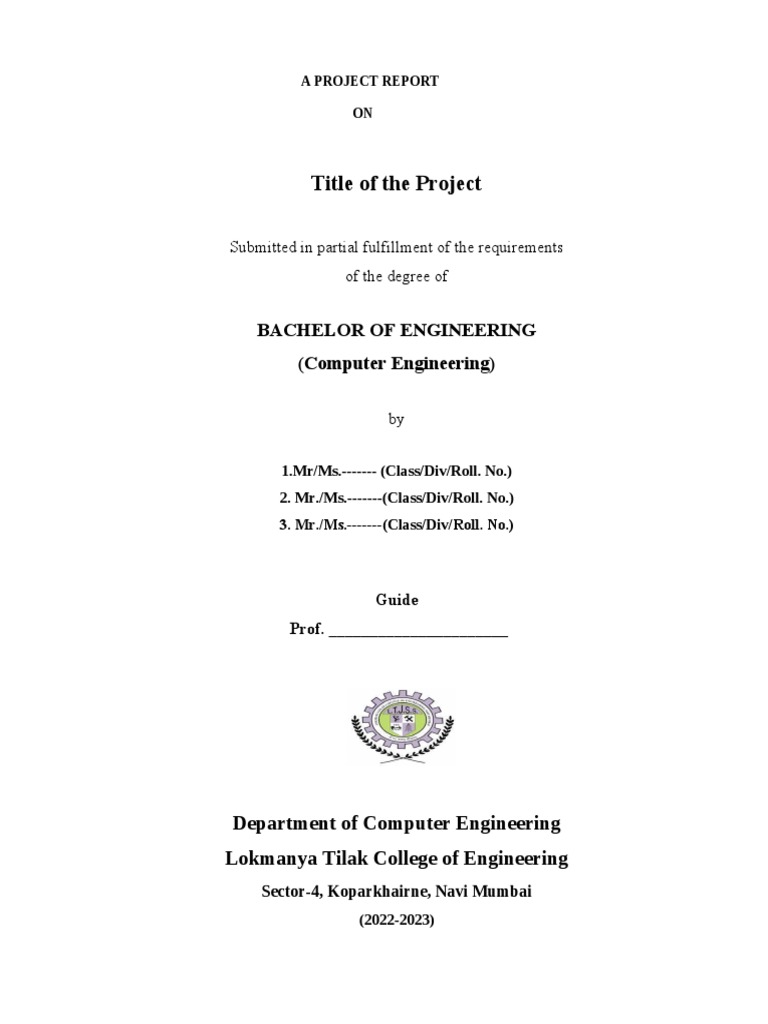 BE Sem-VIII - Major Project (2) - Report-Format (2022-23) | PDF ...