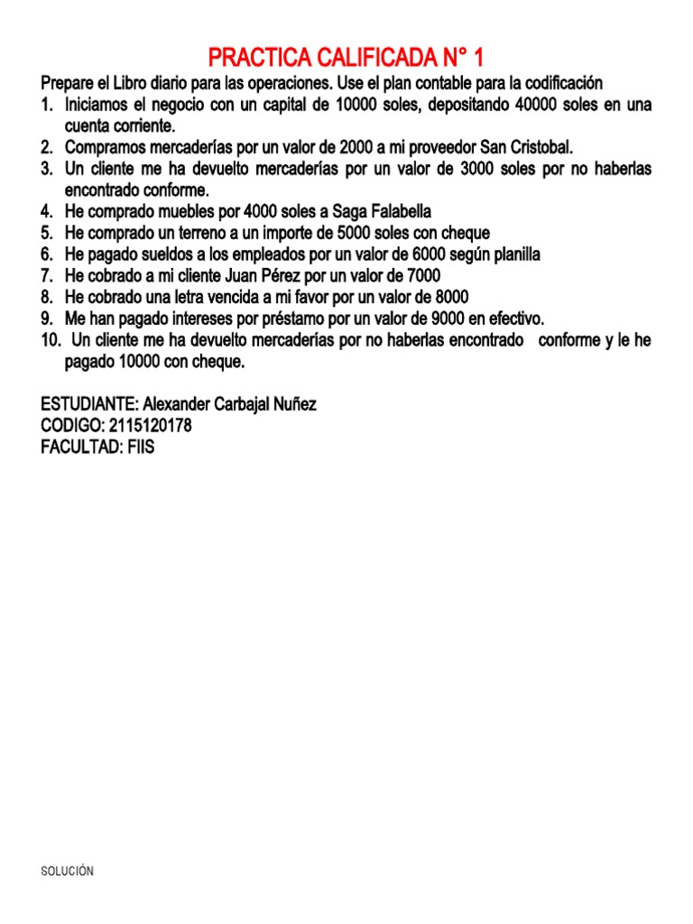 PRACTICA N°1 Partida Doble | PDF