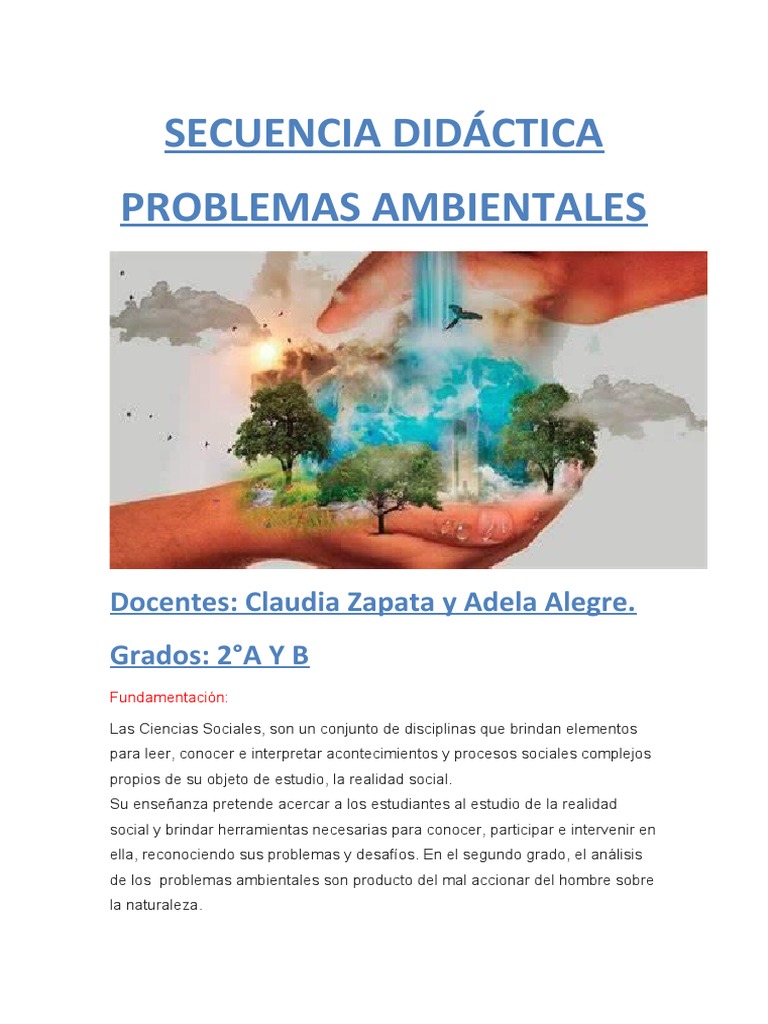 SECUENCIA DIDÁCTICA 2 PROBLEMÁTICAS AMBIENTALES ADELA... (1) | PDF ...