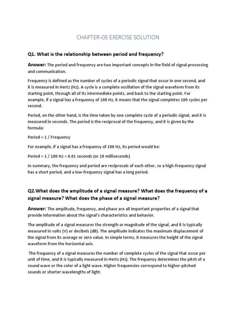 DCN CHAPTER 03 Solution Exercise | PDF | Phase (Waves) | Bandwidth (Signal Processing)