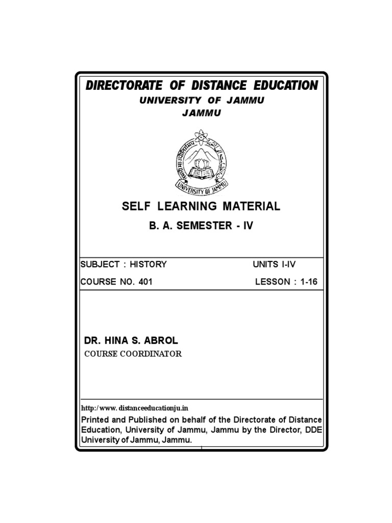 Directorate of Distance Education: Self Learning Material | PDF