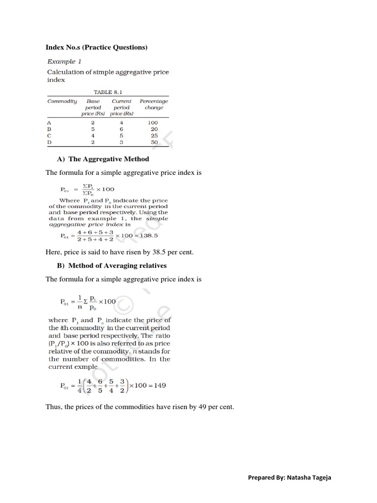 Business Statistics Assignment - Index No.s Part 2 | PDF | Price ...