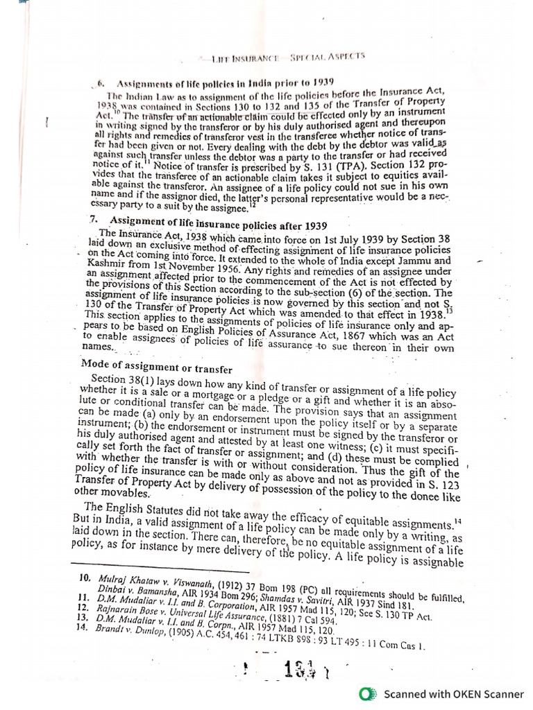 Assignment of Life Insurance | PDF