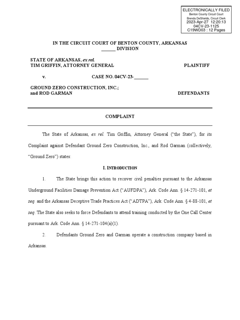 2023 04 27 Ground Zero Complaint Final Draft To File | PDF | Complaint | Injunction