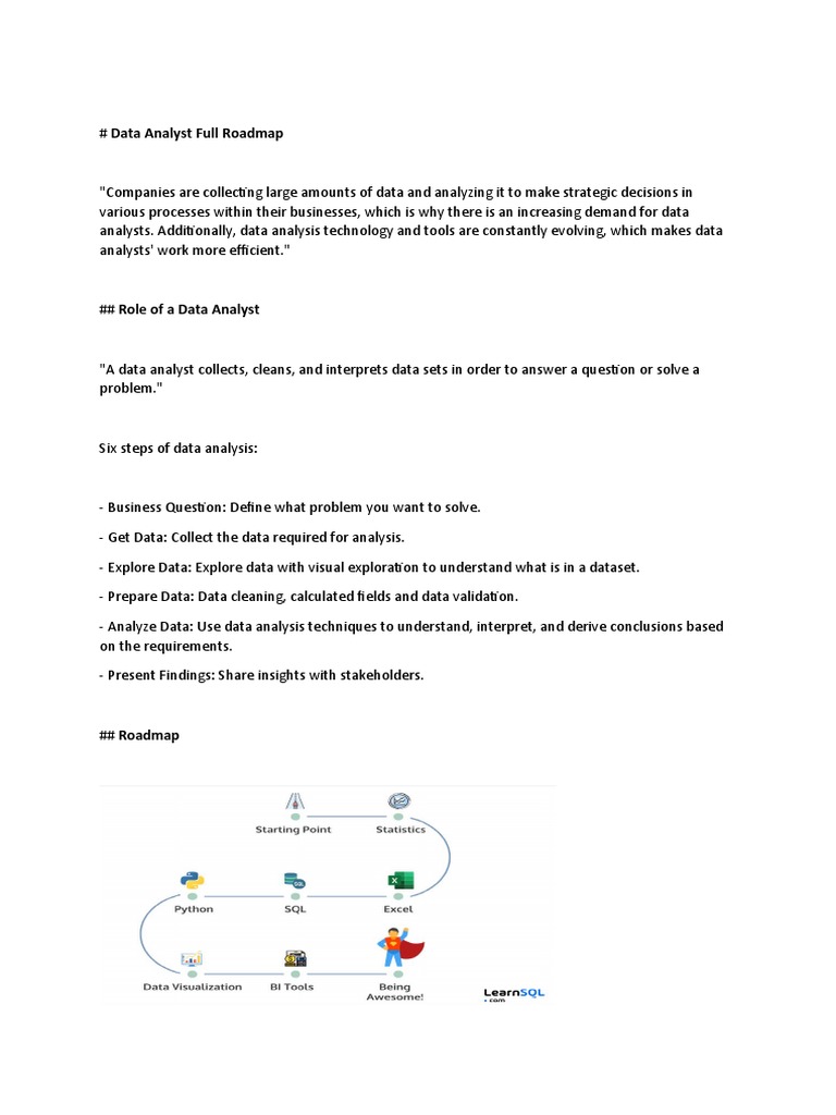 # Data Analyst Full Roadmap | PDF | Sql | Statistics