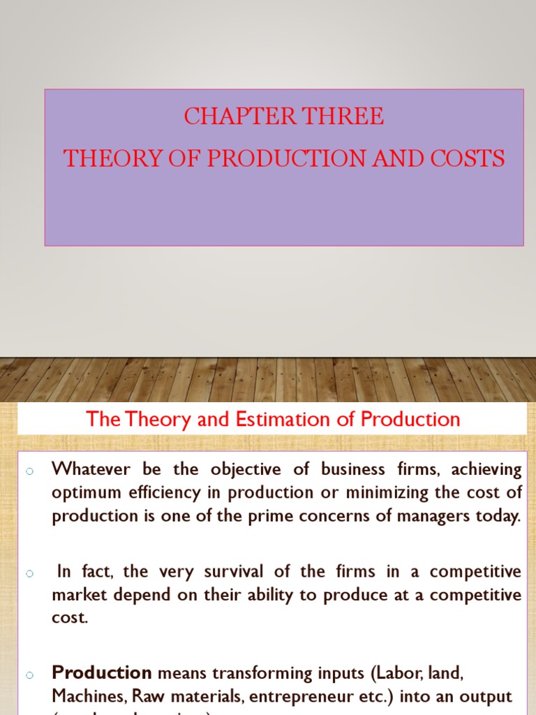 Chapter Three Theory of Production and Costs | PDF | Production ...