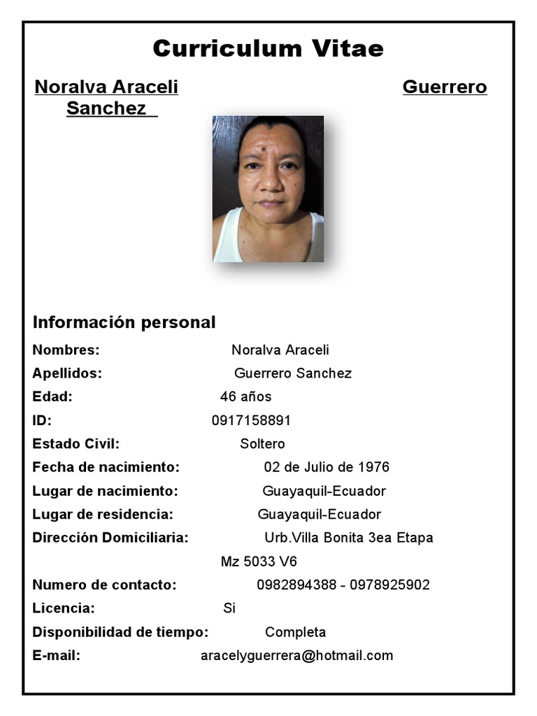 Curriculum Vitae: Noralva Araceli Guerrero Sanchez | PDF