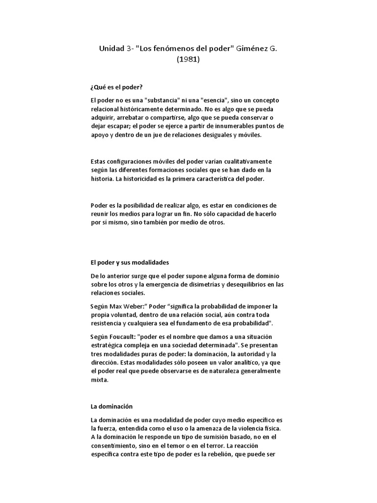 UNIDAD 3 Los Fenomenos Del Poder | PDF | Ideologías | Teorías filosóficas