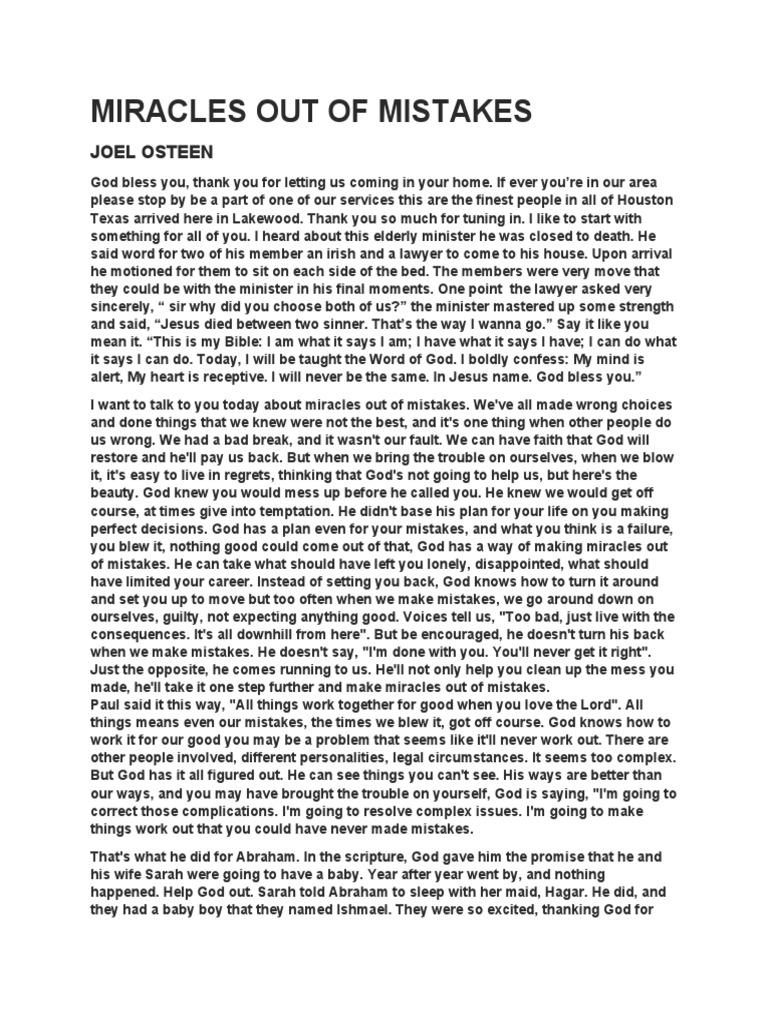 God's Plan for Our Mistakes: How God Can Turn Failures Into Miracles ...