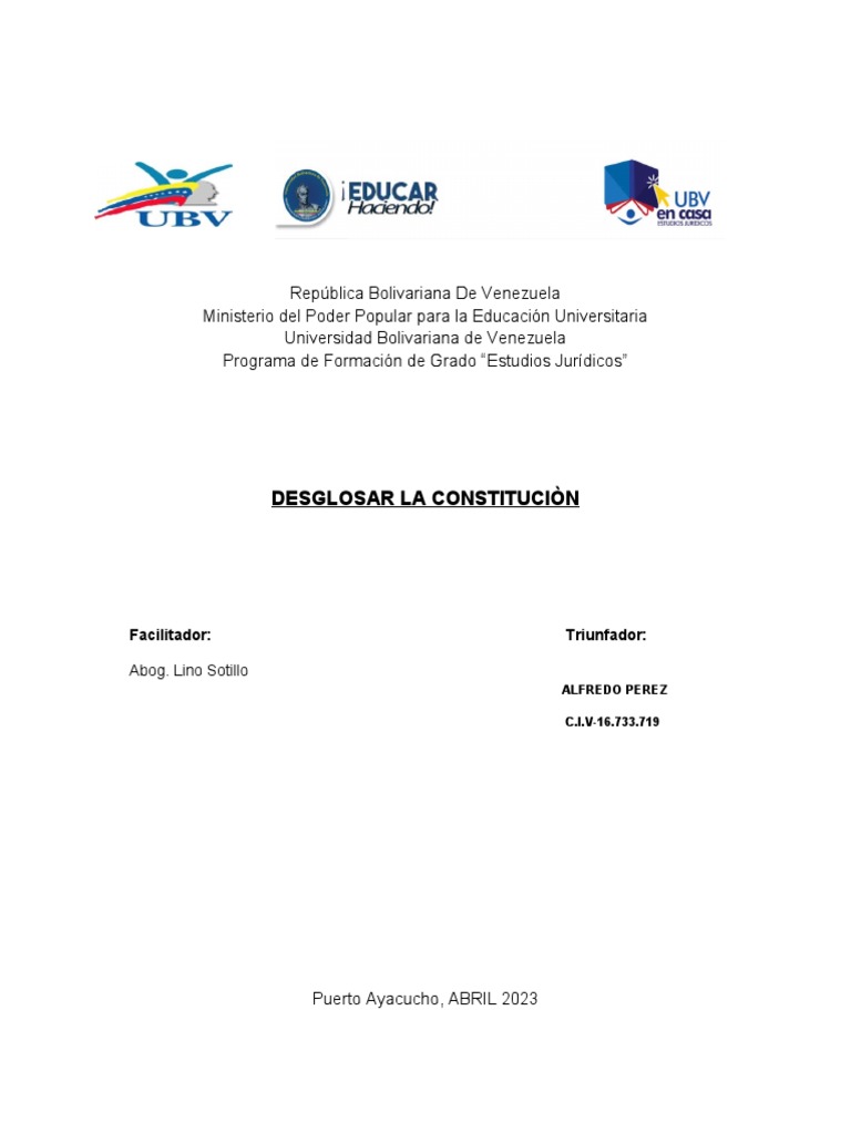 Desglosar La Constitucion | PDF | Instituciones sociales | Gobernancia