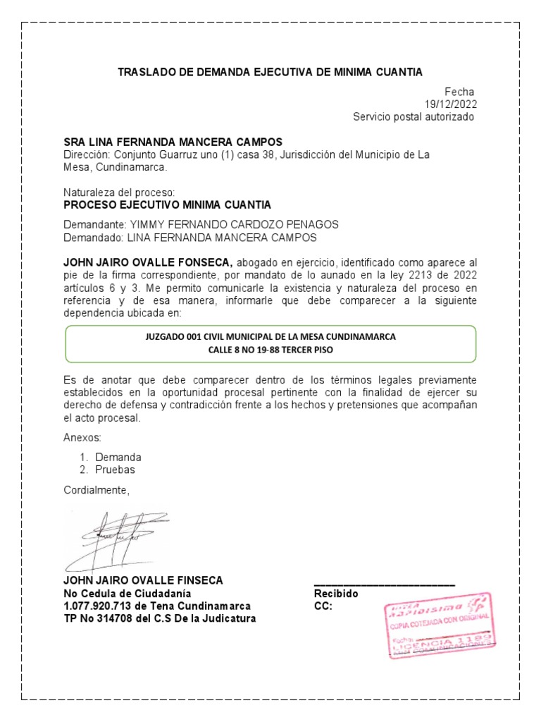 Notificacion Personal | PDF