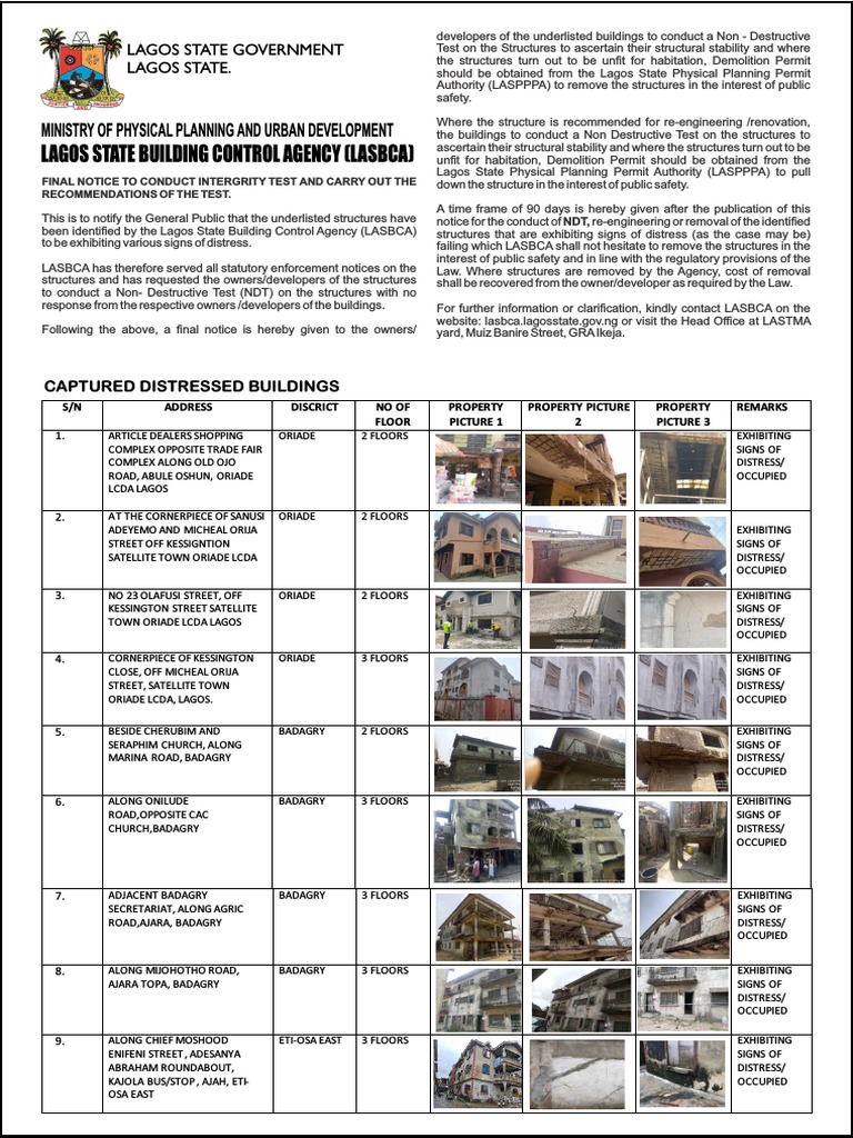 Lagos State Building Control Agency (Lasbca) : Ministry of Physical ...