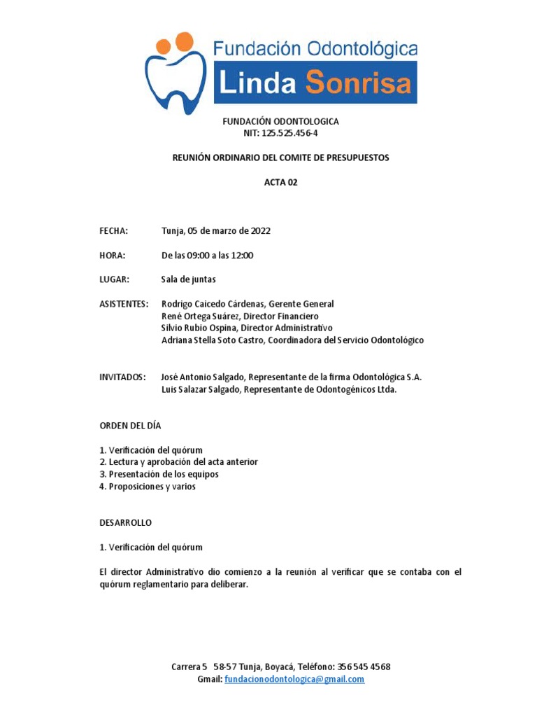 Acta Ejercicio | PDF