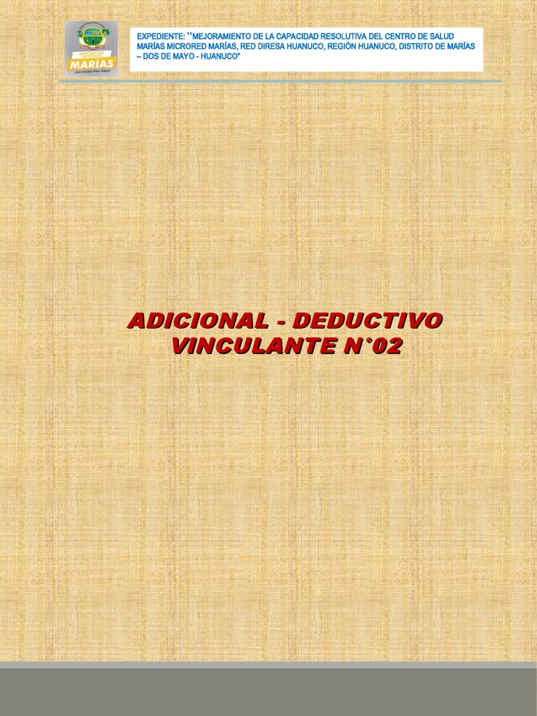 Adicional - Deductivo Vinculante N°02 | PDF