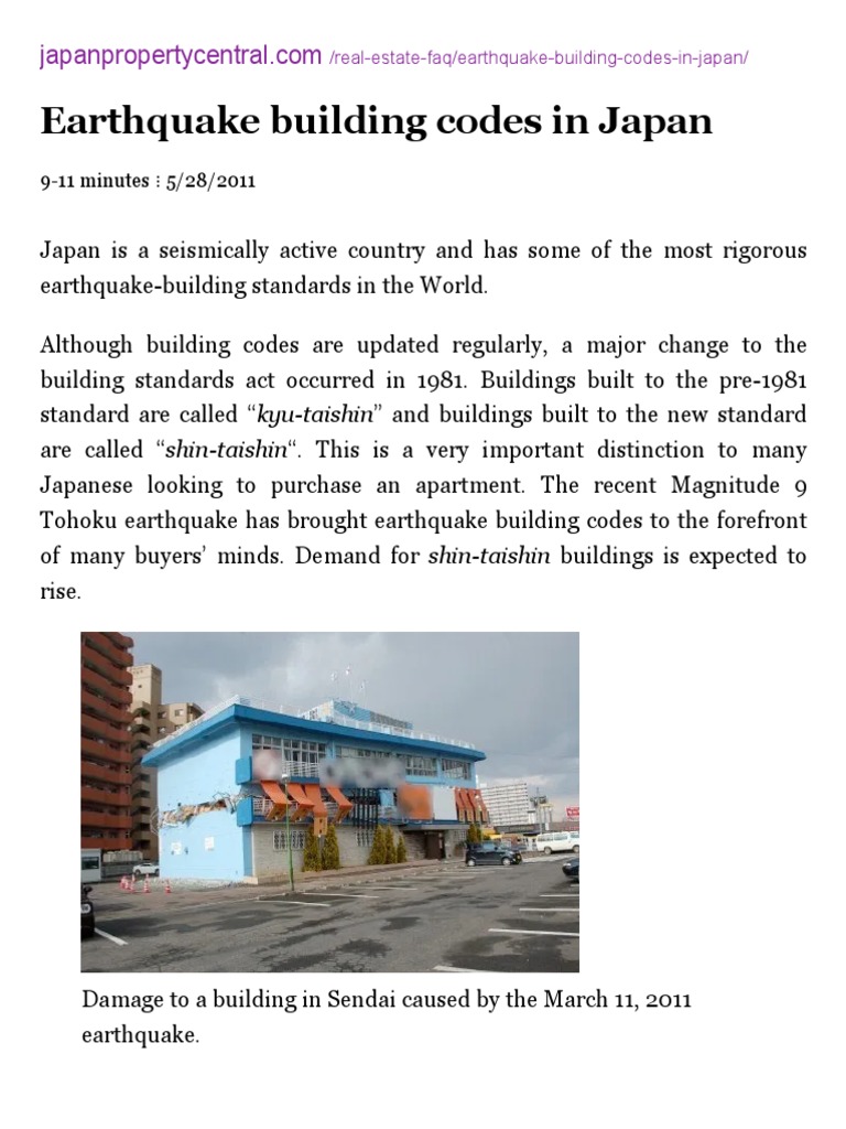 Japan's Earthquake Building Codes Explained | PDF | Earthquake ...