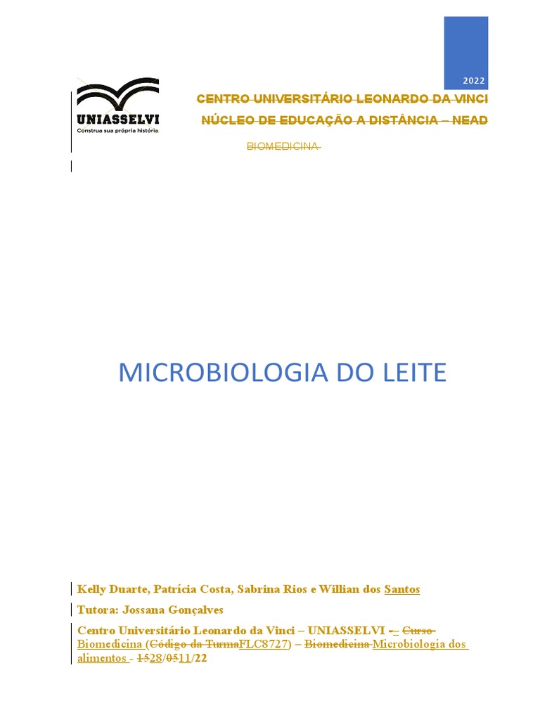 PAPER GURPO 8 Paper Microbiologia Do Leite Versão Final | PDF | Leite ...
