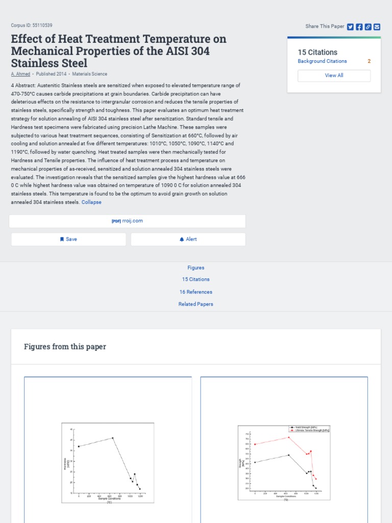 (PDF) Effect of Heat Treatment Temperature On Mechanical Properties of The AISI 304 Stainless ...