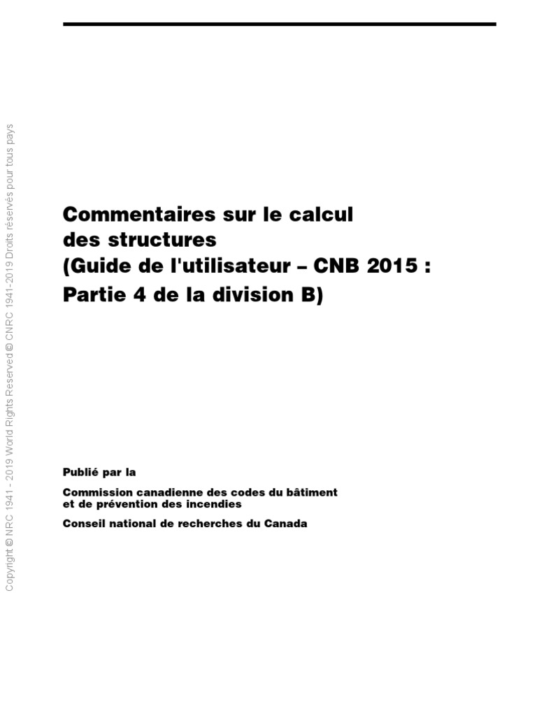 Commentaires Sur Le Calcul Des Structures (Guide de L'utilisateur - CNB 2015: Partie 4 de La ...