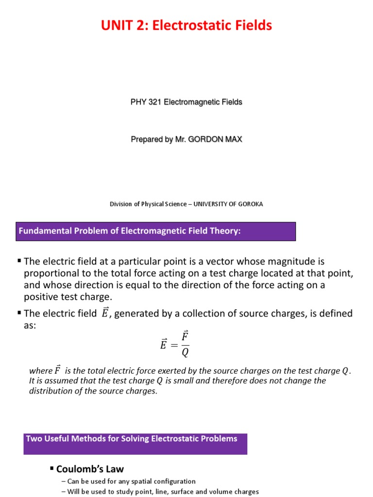 UNIT 2: Electrostatic Fields | PDF | Dielectric | Electric Field
