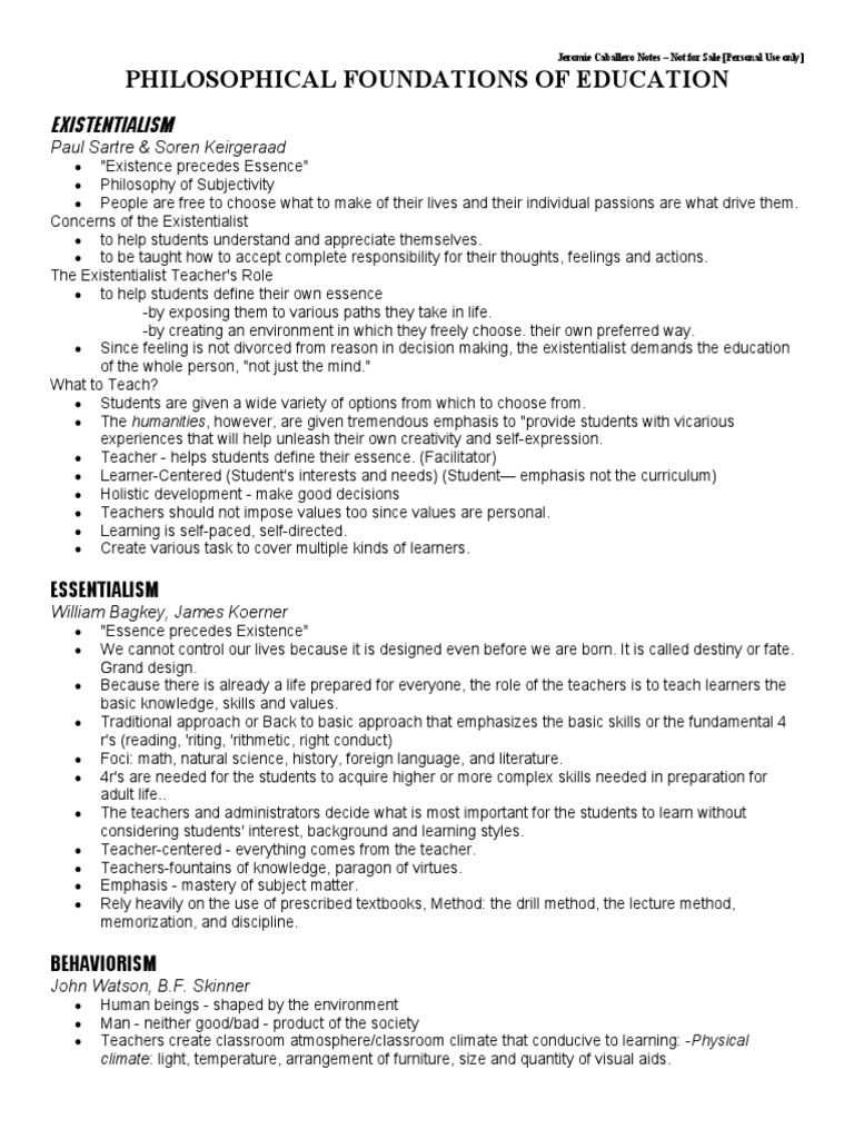 Philosophical Foundations of Education: Existentialism | PDF ...