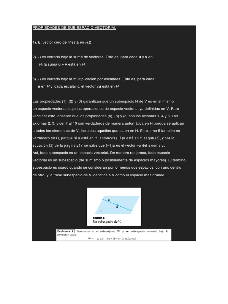 Propiedades de Sub Espacio Vectorial | PDF