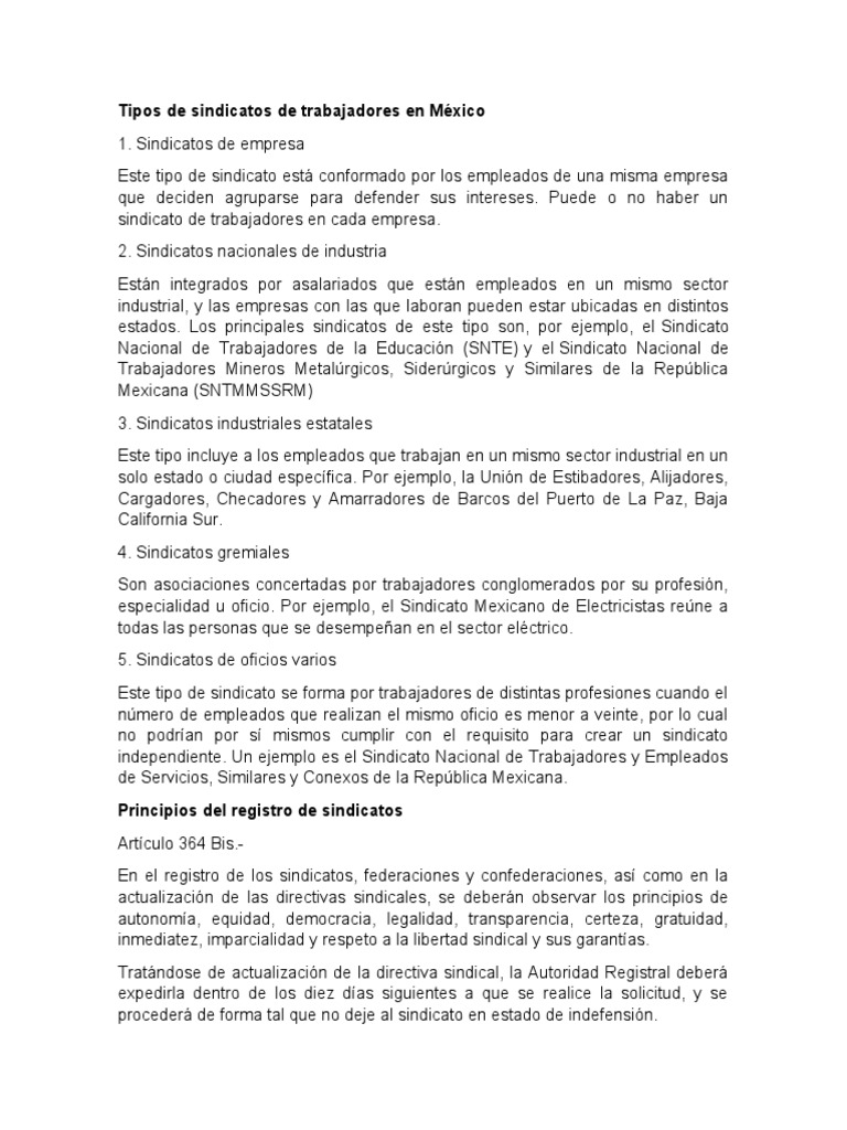 Tipos de Sindicatos de Trabajadores en México | PDF | Sindicato | México