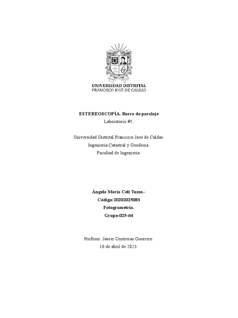 Informe - Fotogrametría. - Ángela María Celi T. | PDF | Medición | Science