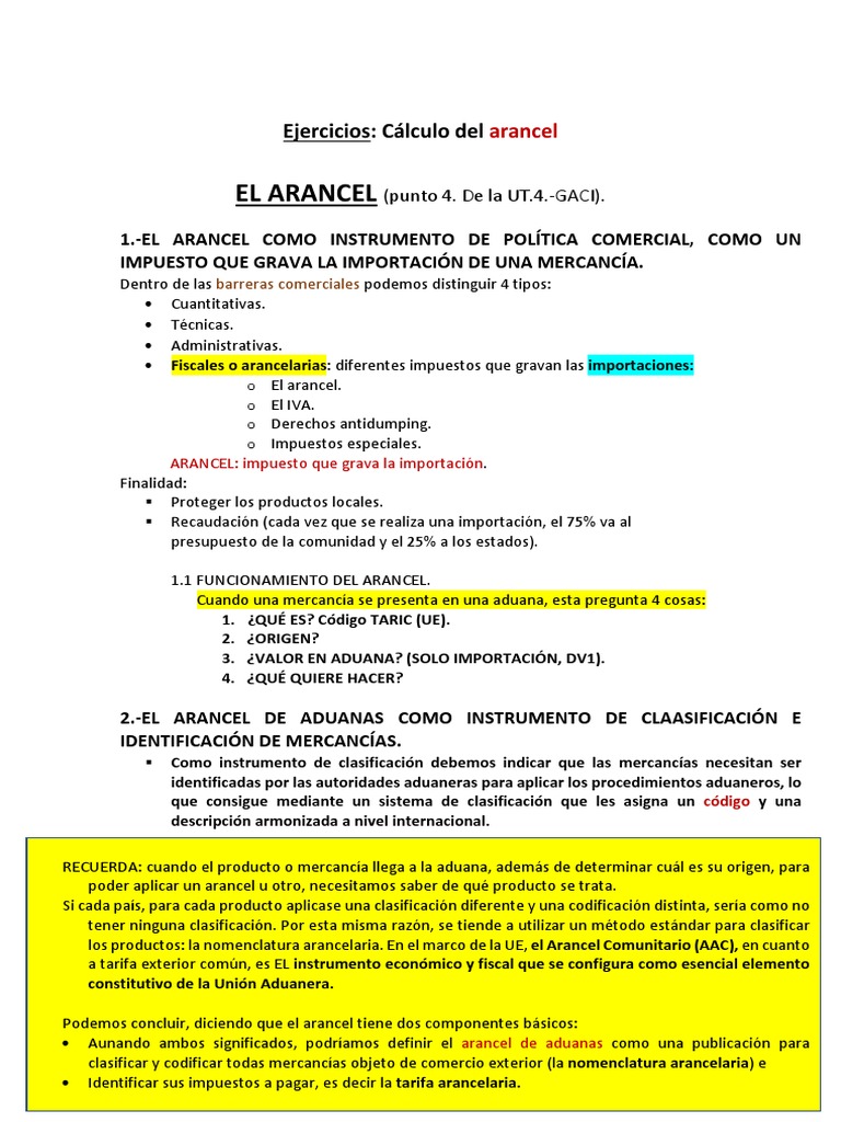 Ejercicios de Cálculo de Aranceles | PDF | Arancel | aduana