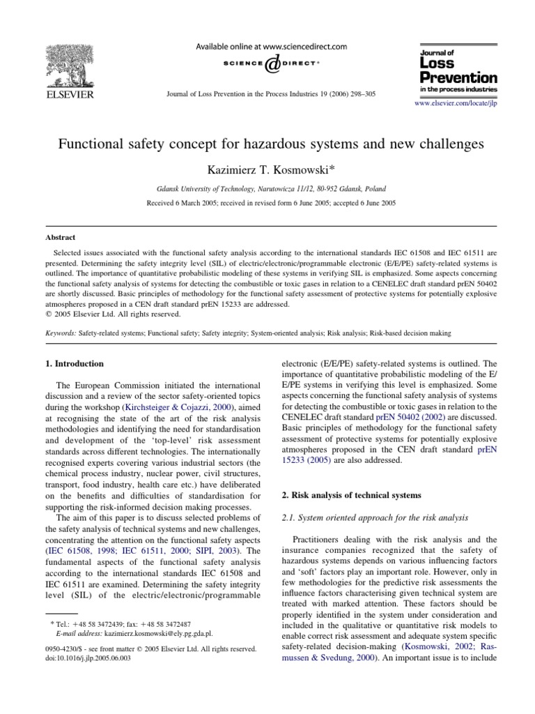 Functional Safety Concept For Hazardous Systems and New Challenges ...