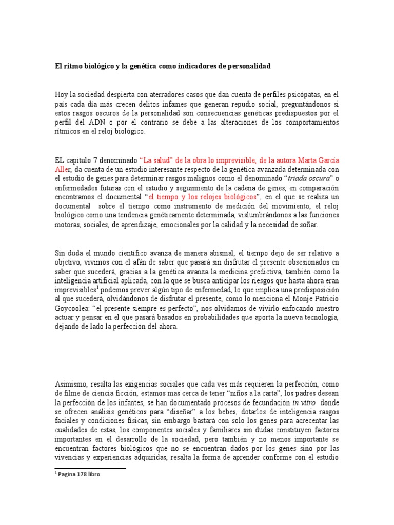 La Predeterminación Genética Influye en El Actuar o El Reloj Biológico ...