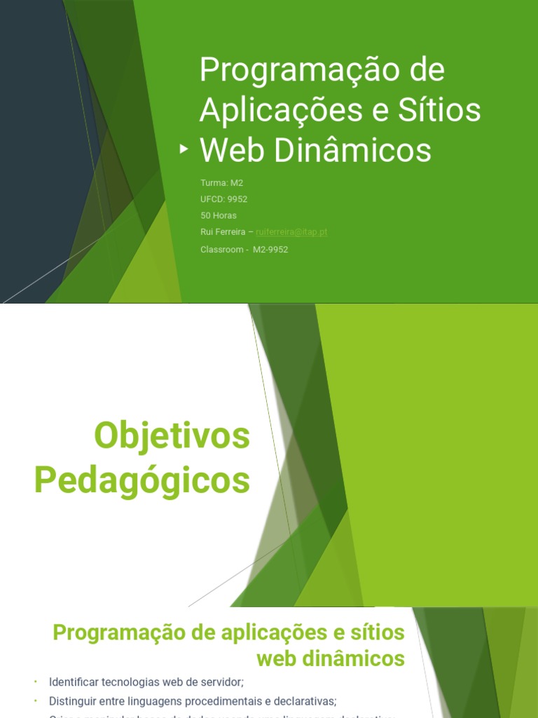 Programação Web Dinâmica: UFCD 9952 | PDF | Algoritmos | Linguagem de ...