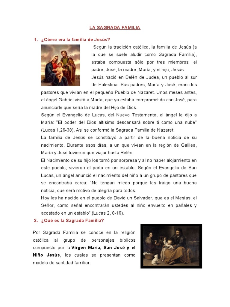 La Sagrada Familia de Jesús | PDF | Nuestra señora de fátima | San José