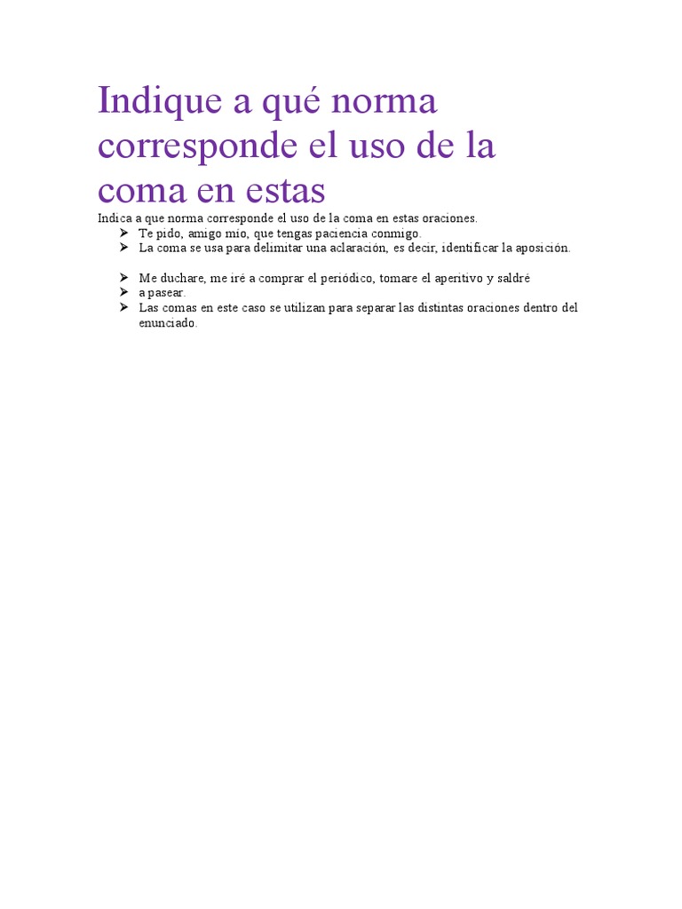 Indique A Qué Norma Corresponde El Uso de La Coma en Estas | PDF