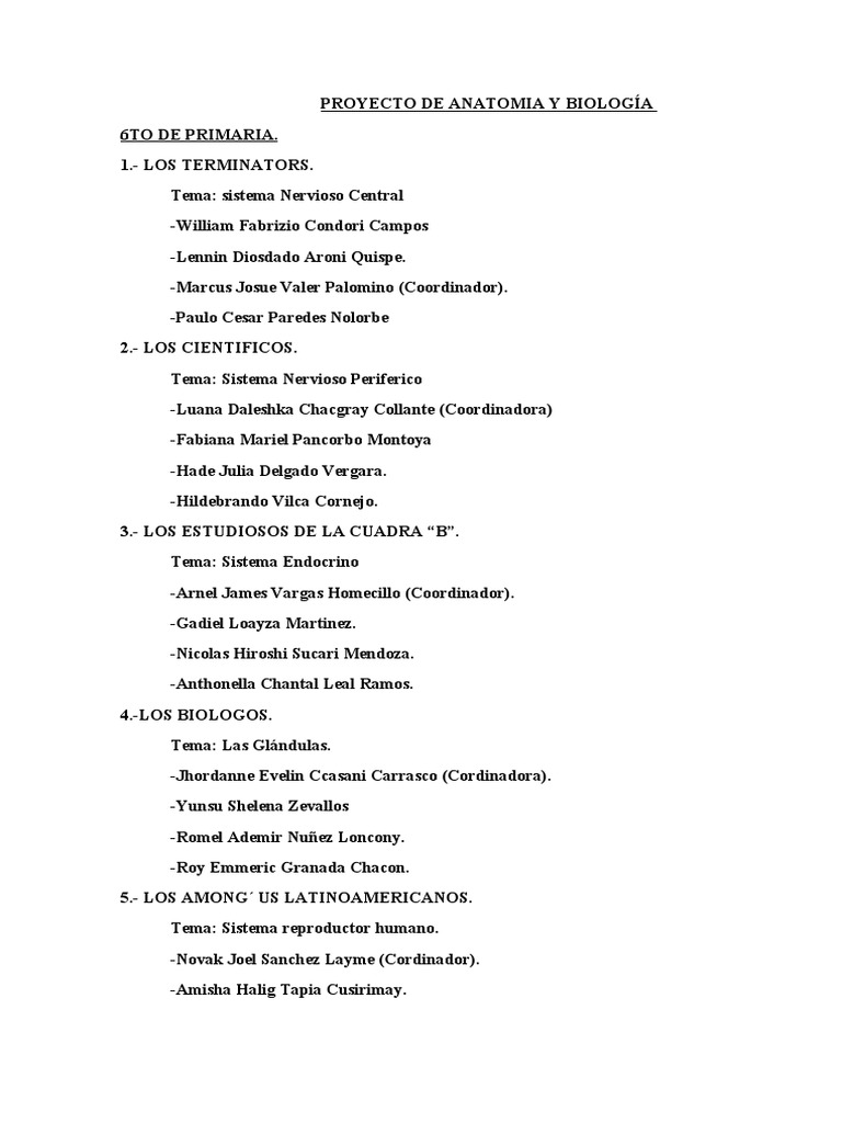 Proyecto de Anatomia y Biología | PDF
