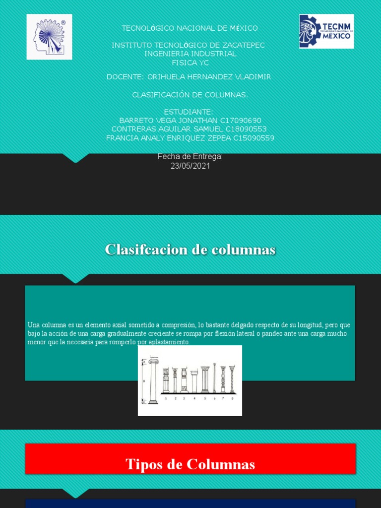 Clasificacion de Columnas | PDF | Pandeo | Columna