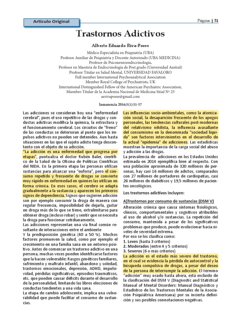 Trastornos Adictivos | PDF | Drogas | Manual Diagnóstico y Estadístico ...