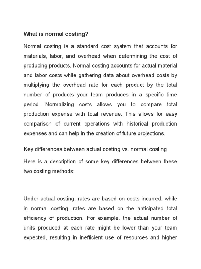 Explaining Normal Costing: A Standard Approach to Accounting for ...