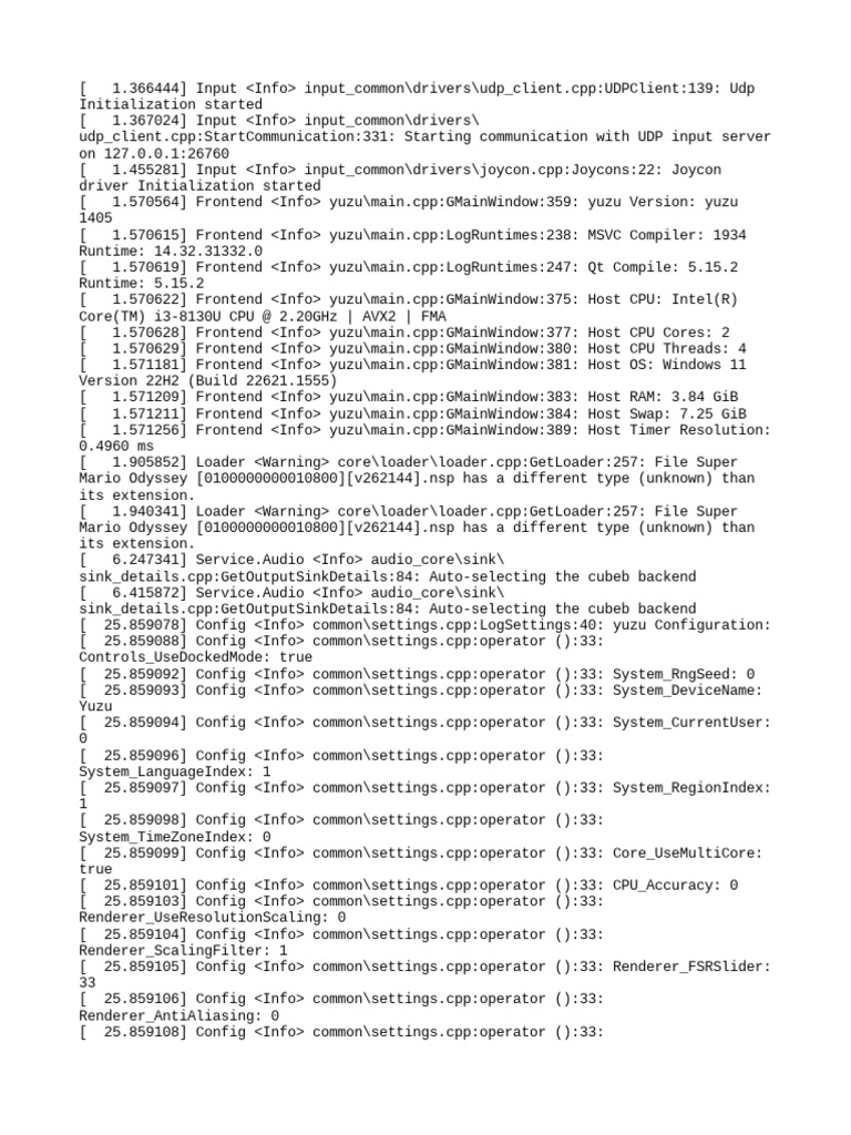 Yuzu Log - Txt.old | PDF | Operating System Technology | Software Development