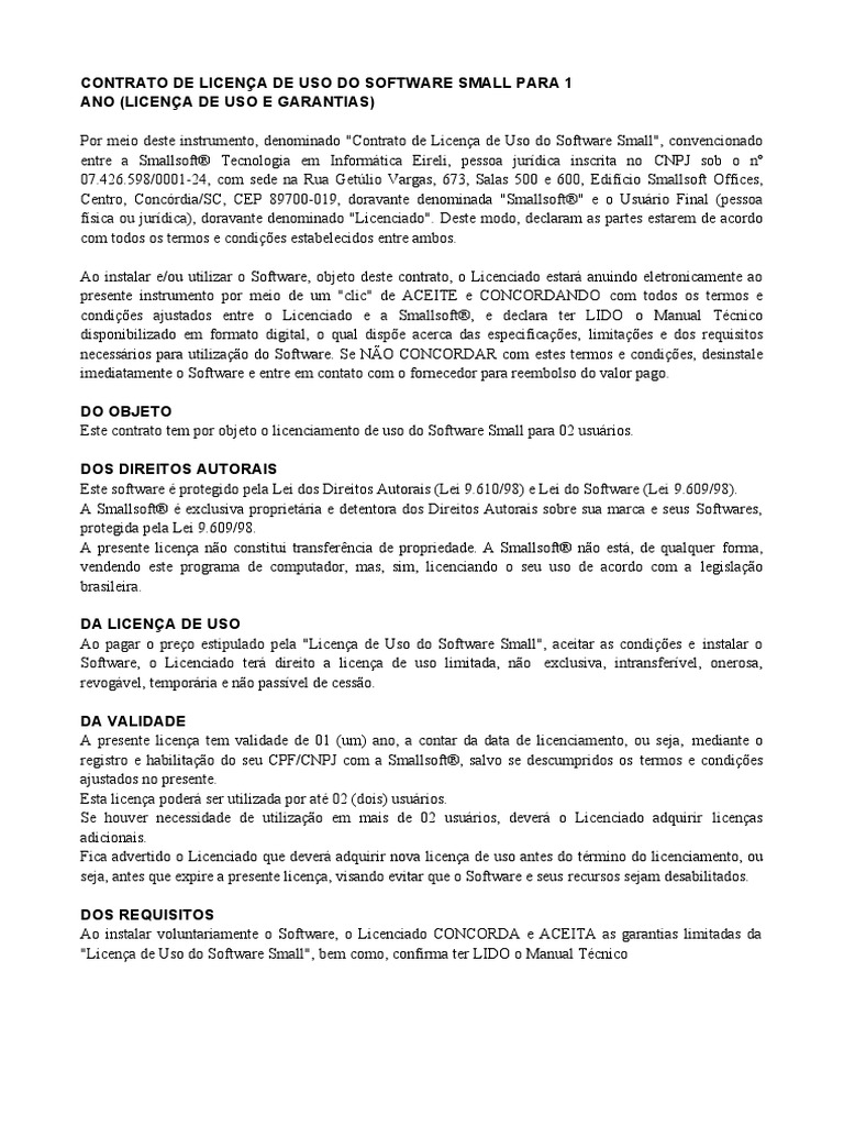 Contrato Saas | PDF | Programas | Direitos Autorais