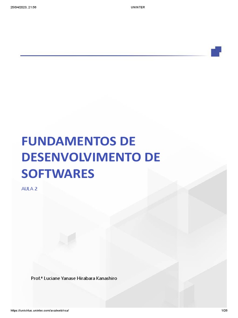 Fundamentos de Desenvolvimento de Softwares: Aula 2 | PDF | Computação ...